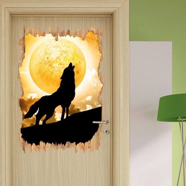 East Urban Home Wandtattoo Wolf heult Mond an | Wayfair.de